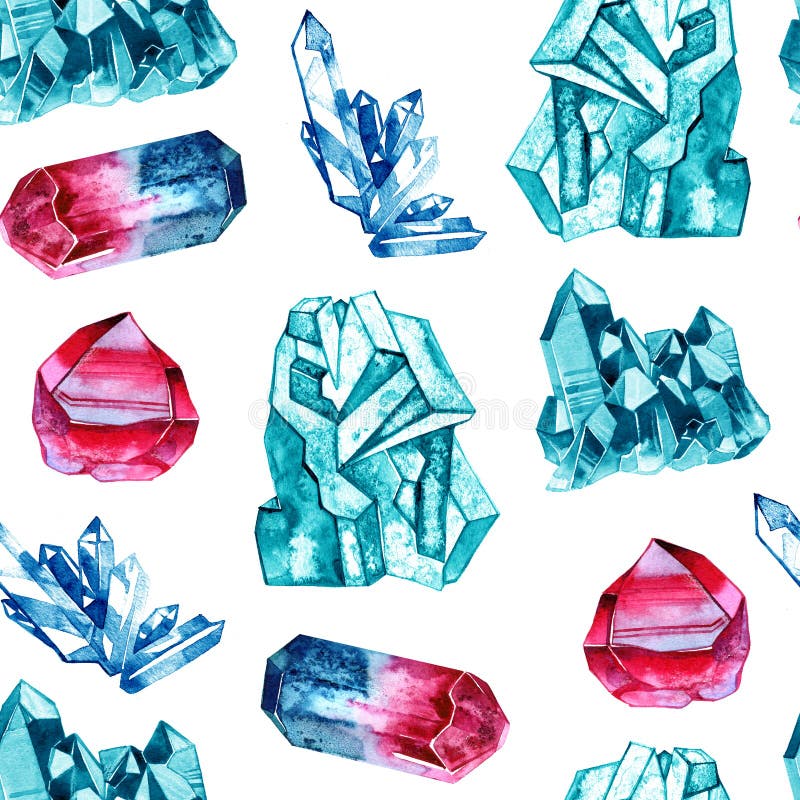 Watercolor Purple Crystal Amethyst Cluster Hand Drawn Painting ...