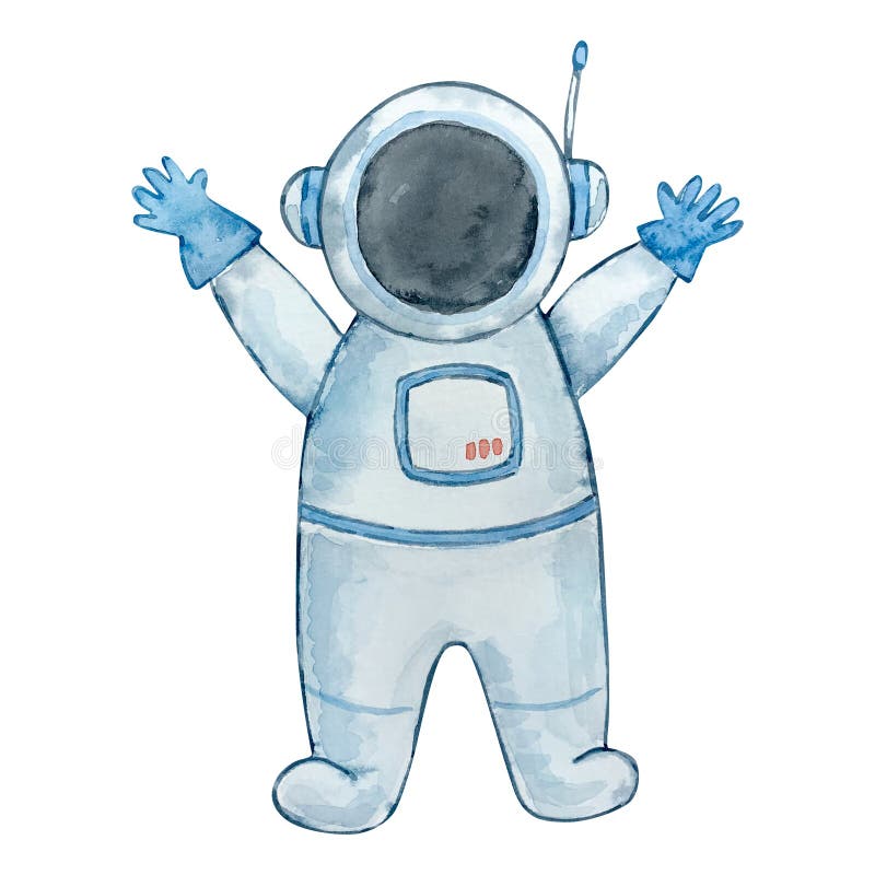 Watercolor cute astronaut stock photo. Image of child - 305669892