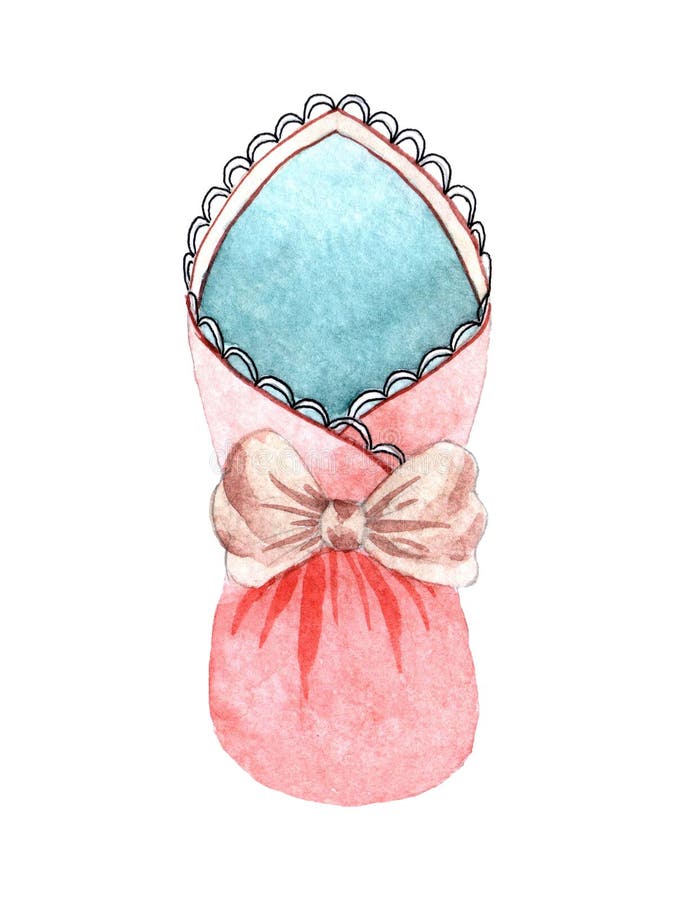 Watercolor Cute Baby Envelope Isolated on a White Background Stock ...