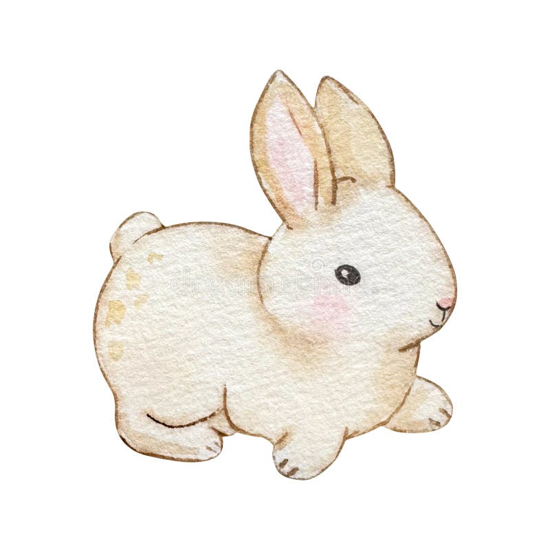 Watercolor Cute Easter Bunny, Nursery Beige Rabbit for Spring Design ...