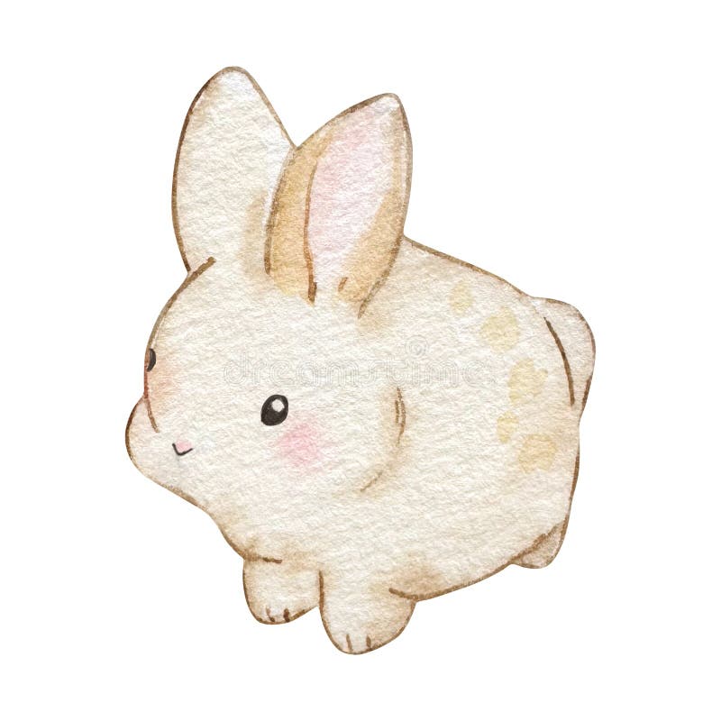 Watercolor Cute Easter Bunny, Nursery Beige Rabbit for Spring Design ...