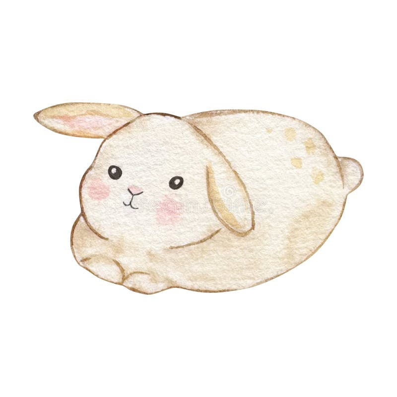 Watercolor Cute Easter Bunny, Nursery Beige Rabbit for Spring Design ...