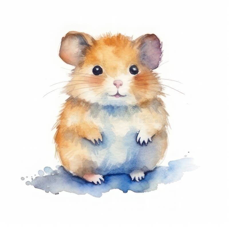 Watercolor Cute Hamster. AI Generative Stock Illustration ...