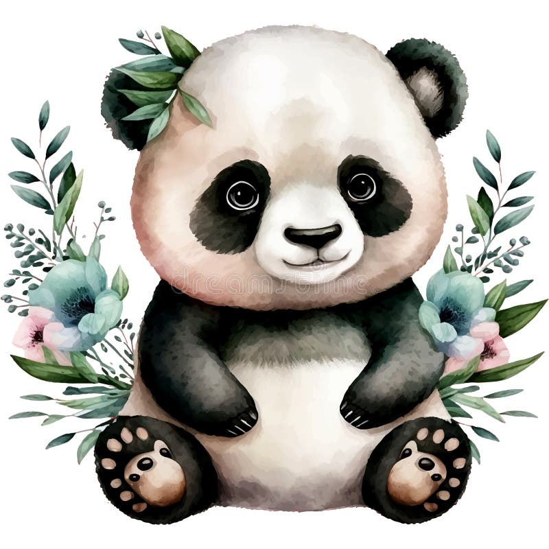Watercolor Cute Panda Graphic Illustration 04 Stock Vector ...