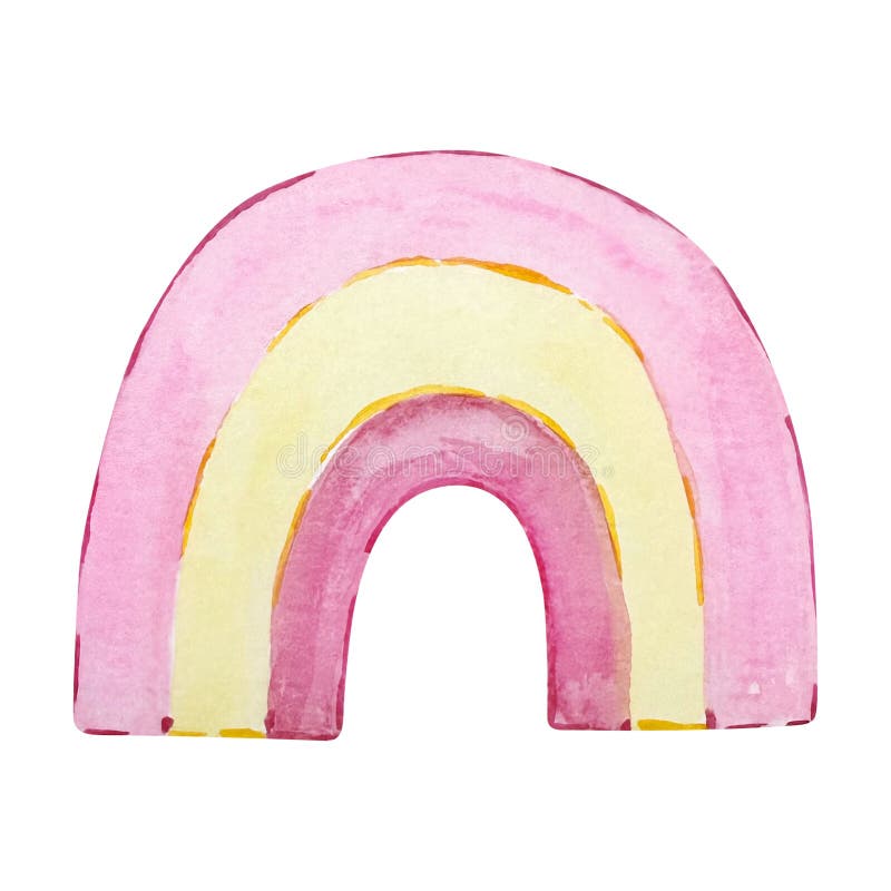 Watercolor Cute Pink Rainbow, Nursery Stock Illustration - Illustration ...