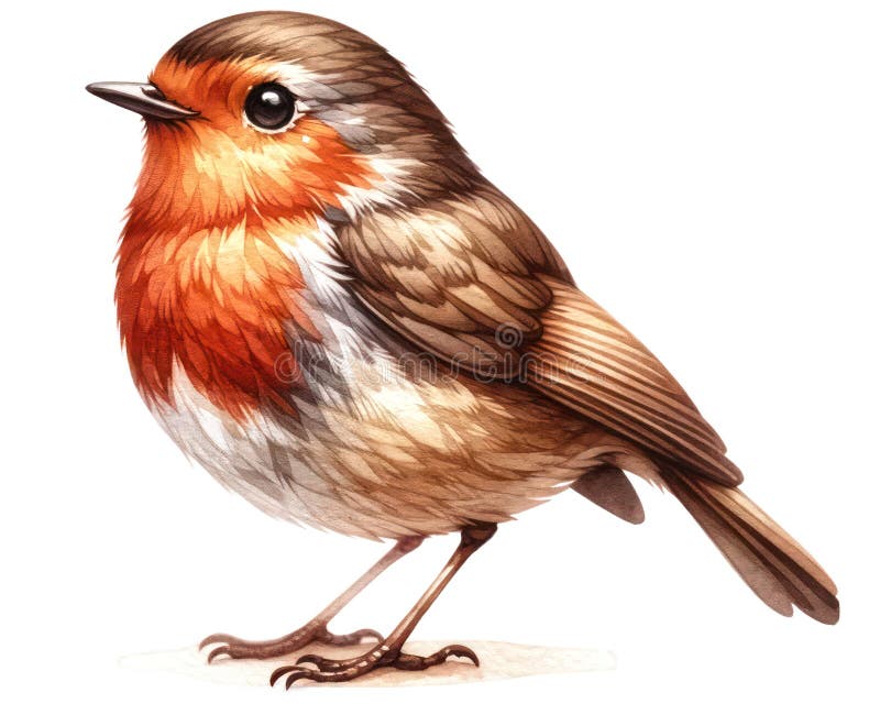Watercolor Cute Robin Isolated on Transparent Background Stock Photo ...