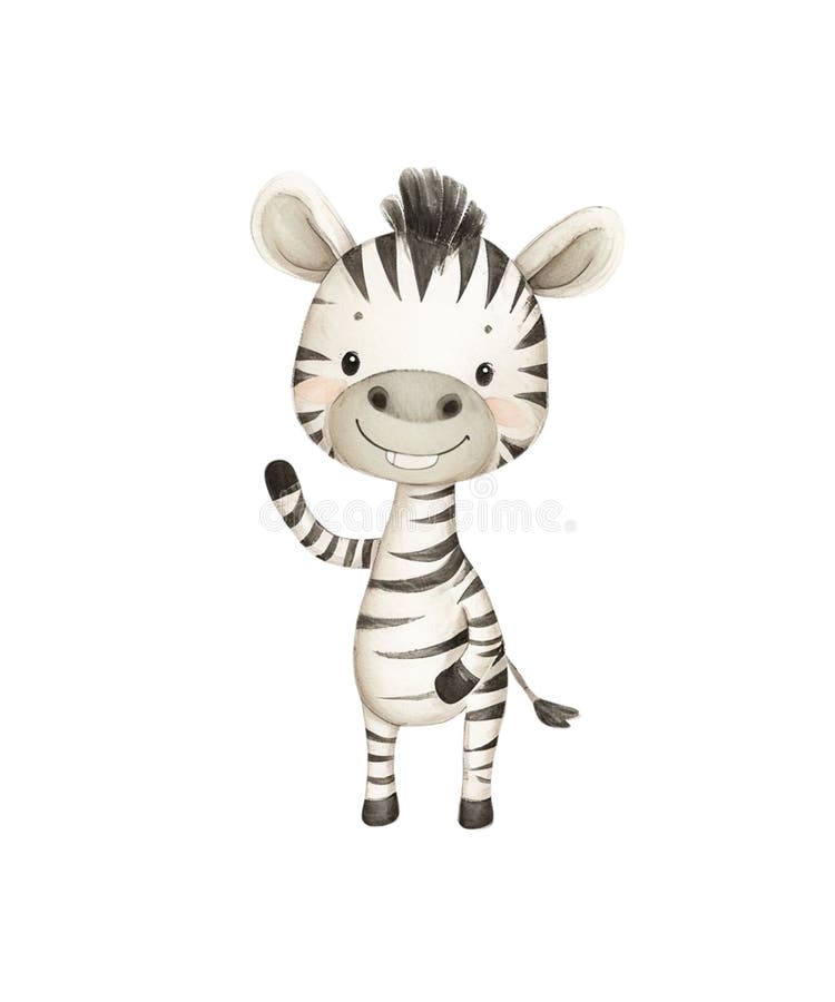Watercolor Cute Safari Zebra Stock Illustration - Illustration of baby ...