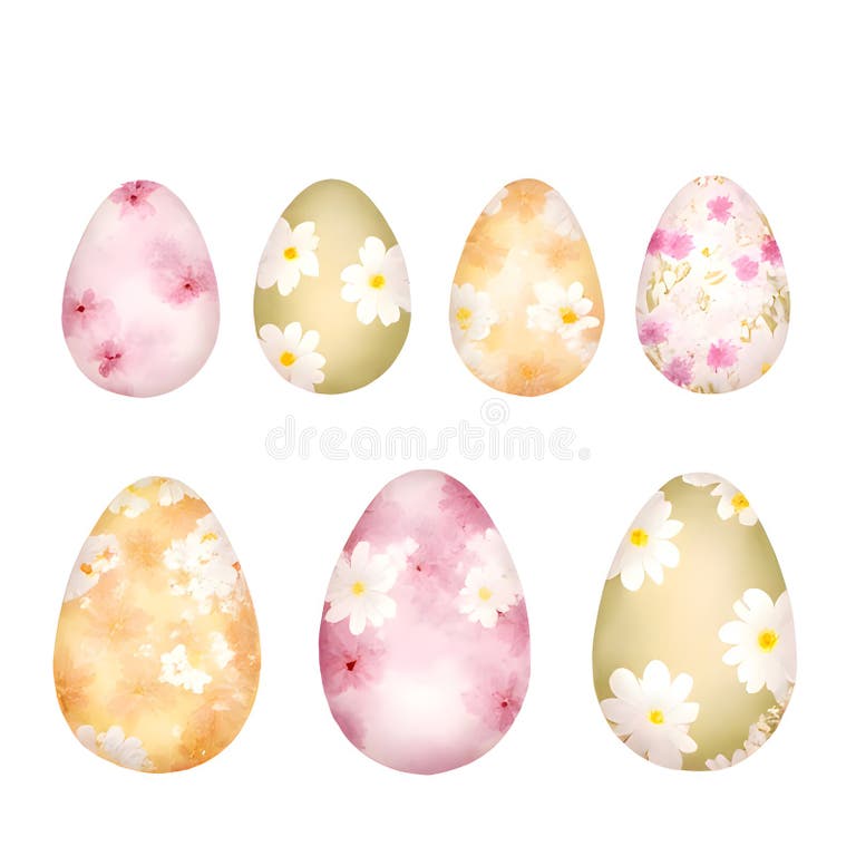 Watercolor 2d Cartoon,Easter Eggs, Eggs, Bunnies, Patterns Stock ...