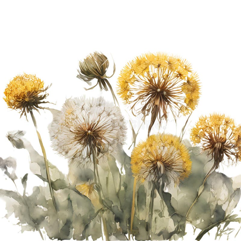 Watercolor Dandelions. Floral Illustration Stock Illustration ...