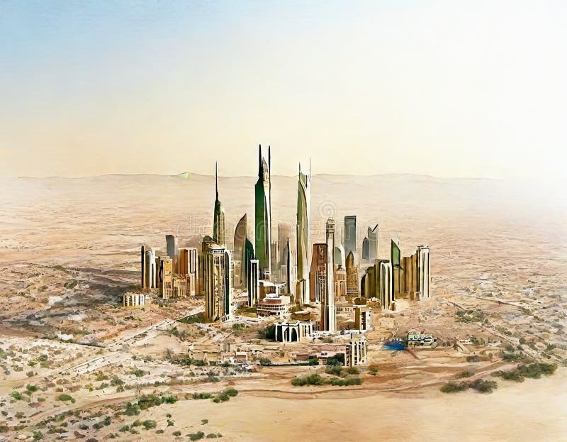 Watercolor of Daytime Landscape of Saudi Stock Photo - Image of ...