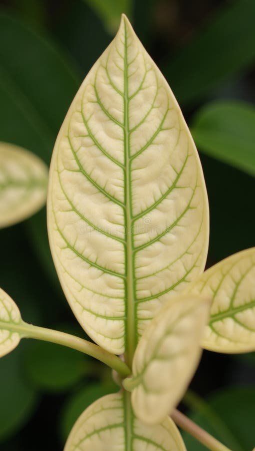 A Watercolor Depiction of Intricate Green and Beige Leaf Patterns Stock ...