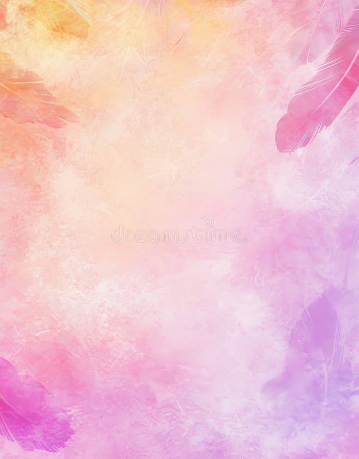 Watercolor Design with a Border that Mimics Feathers, Resulting in a ...