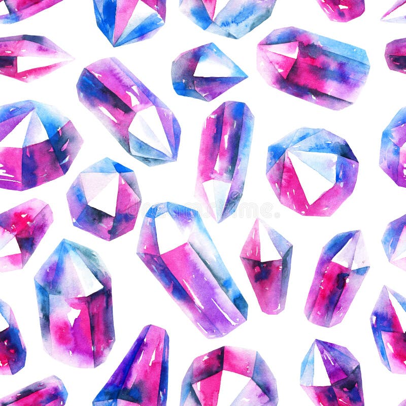 Watercolor Diamond Crystals Stock Illustration - Illustration of ...
