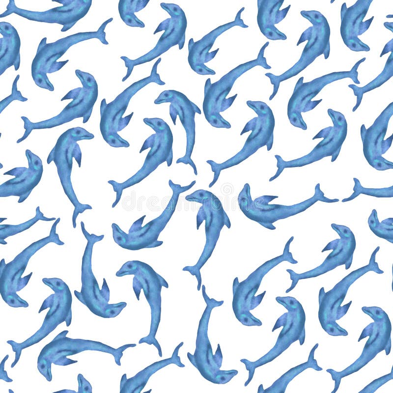 Watercolor Dolphin Seamless Pattern Stock Illustration - Illustration ... Watercolor Dolphin Seamless Pattern Stock Illustration - Illustration ...