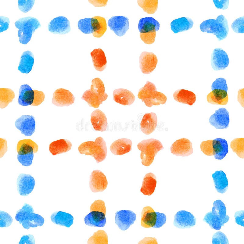 Watercolor Dots Pattern.Blue and Orange Circles Stock Illustration ...
