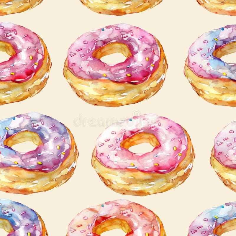 This Watercolor Doughnut Pattern Can Be Used for Textiles, Wallpaper ...