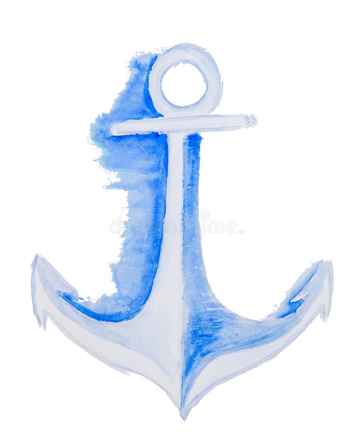 Watercolor Drawing of an Anchor Stock Illustration - Illustration of ...
