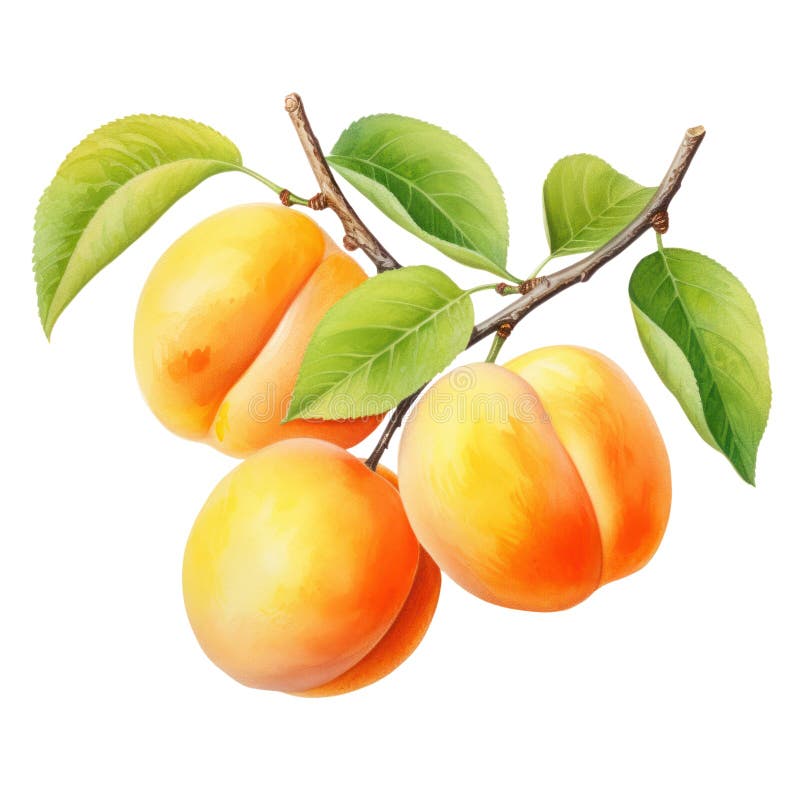 Watercolor Drawing of Apricot on Transparent Background in PNG Format ...
