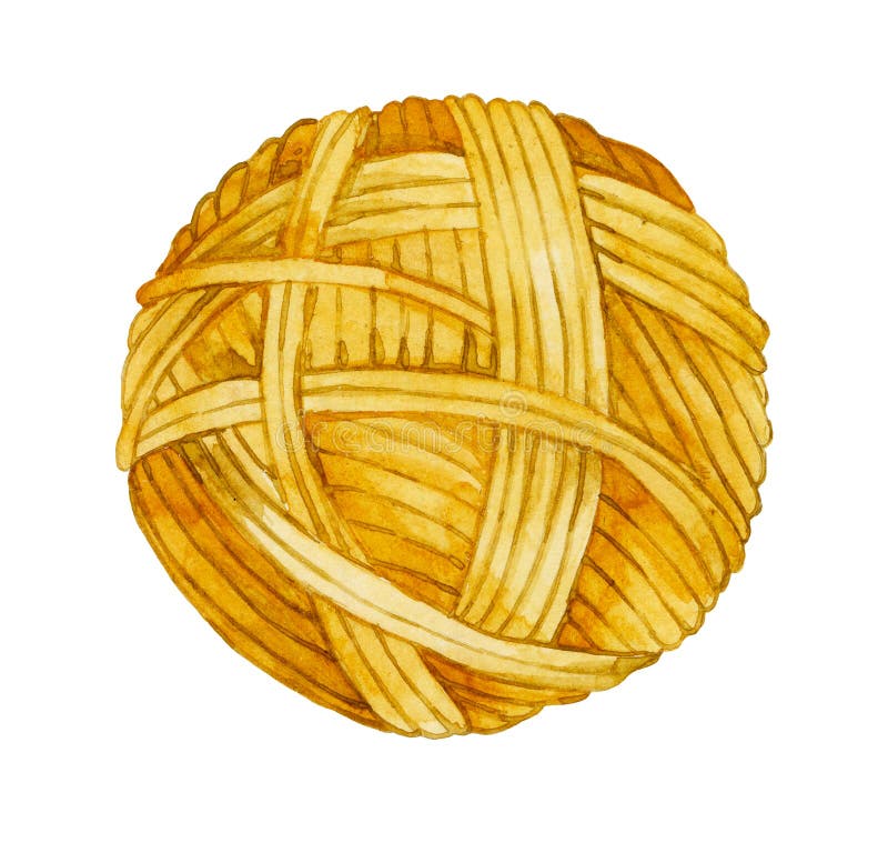 Watercolor Drawing. a Ball of Wool for Knitting. Needlework Vintage ...
