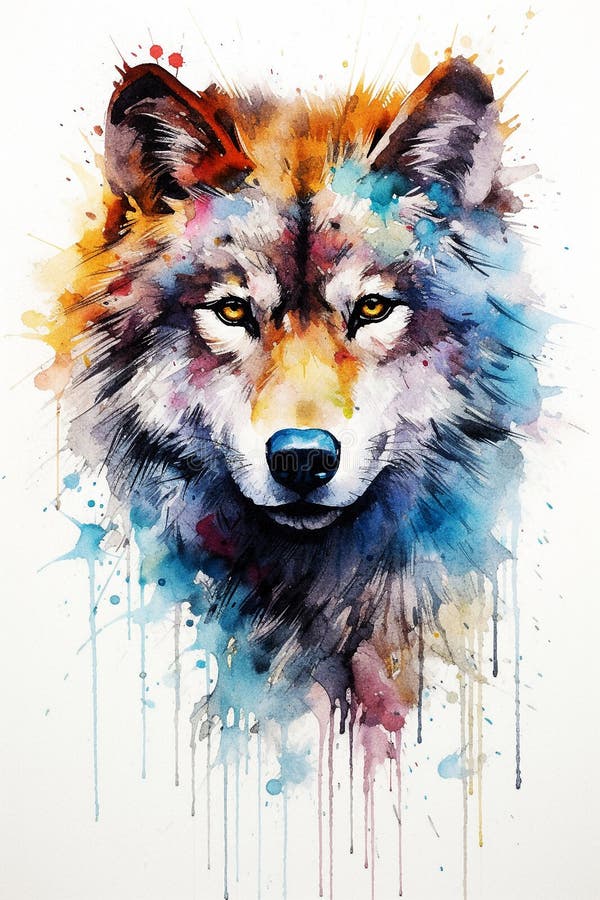 Colored Wolf Tattoo, AI Generated Stock Illustration - Illustration of ...