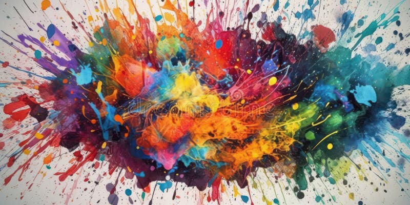 Watercolor Drawing of an Explosion of Color. Generative AI. Stock ...