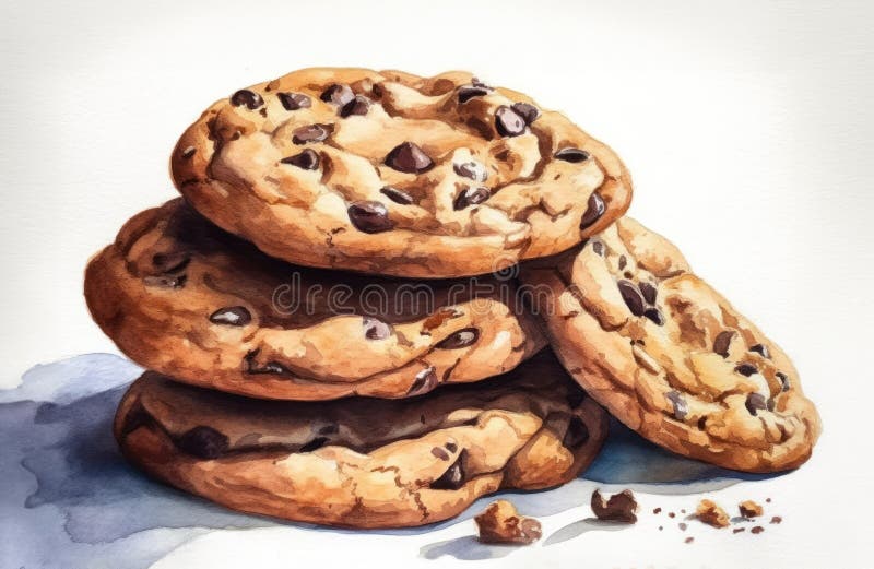 Watercolor Drawing Homemade Cookies Isolate on White Background Stock ...