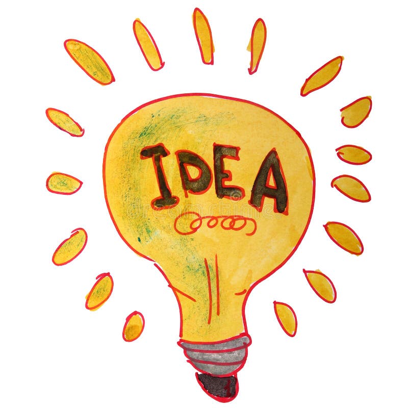 Watercolor Drawing Kids Cartoon Idea on White Stock Illustration ...