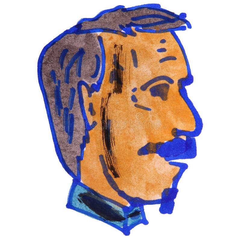 Watercolor Drawing Kids Cartoon Profile on White Stock Illustration ...