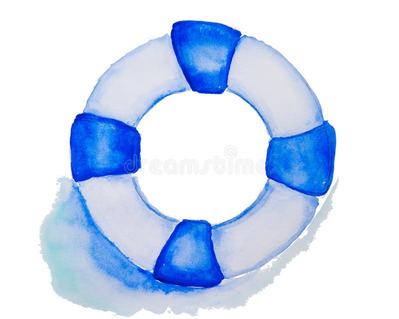 Watercolor Drawing of a Lifebuoy Stock Illustration - Illustration of ...