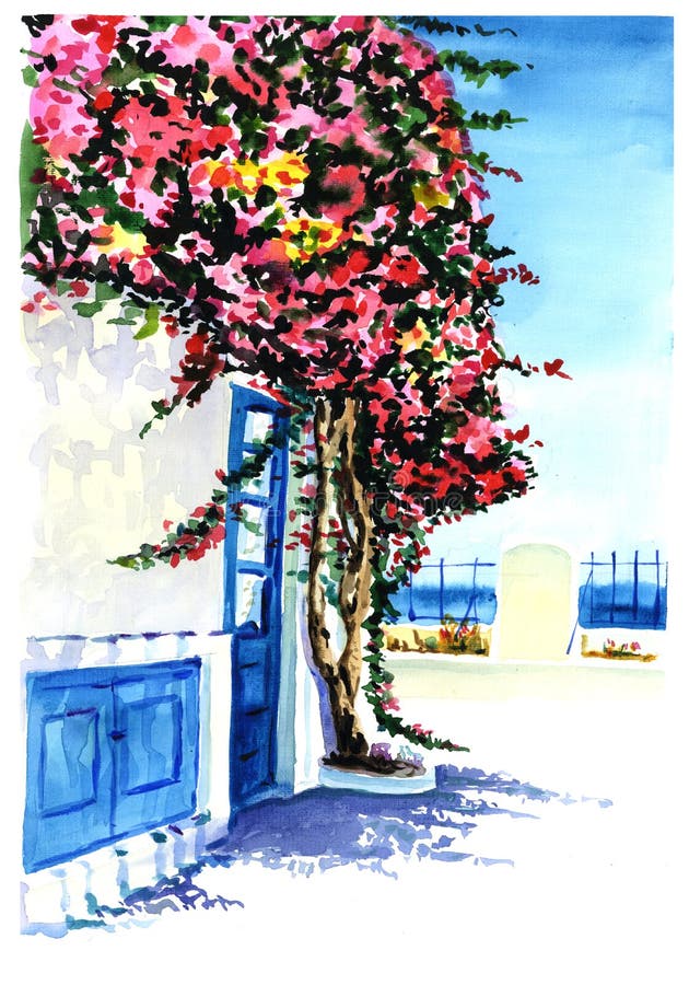 Watercolor Drawing Mediterranean Landscape Stock Illustrations – 1,355 ...