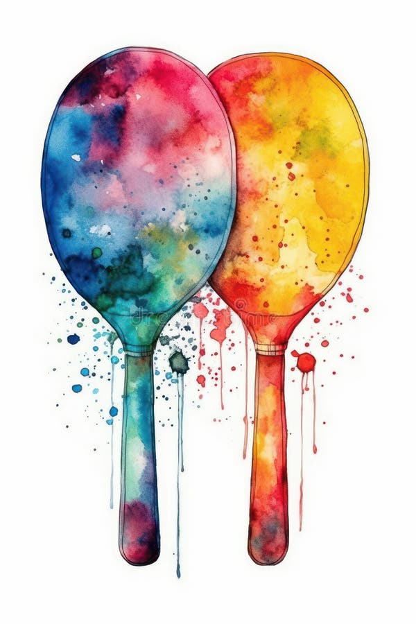 Watercolor Drawing of a Padel Racket. Stock Illustration - Illustration ...