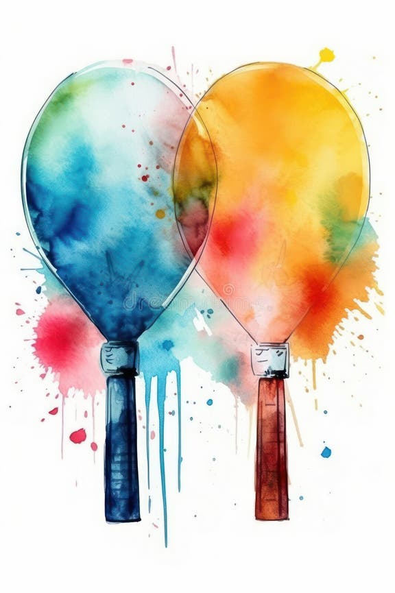 Watercolor Drawing of a Padel Racket. Stock Illustration - Illustration ...