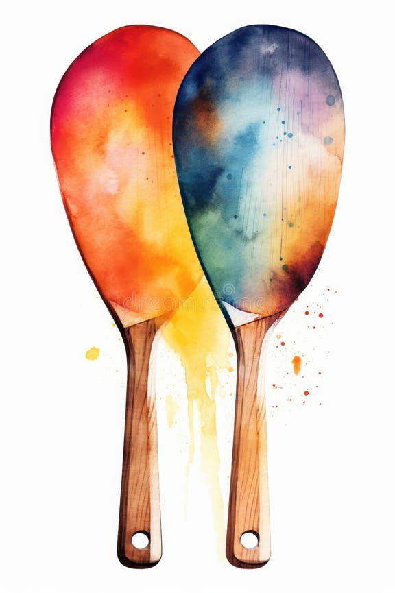 Watercolor Drawing of a Padel Racket. Stock Illustration - Illustration ...