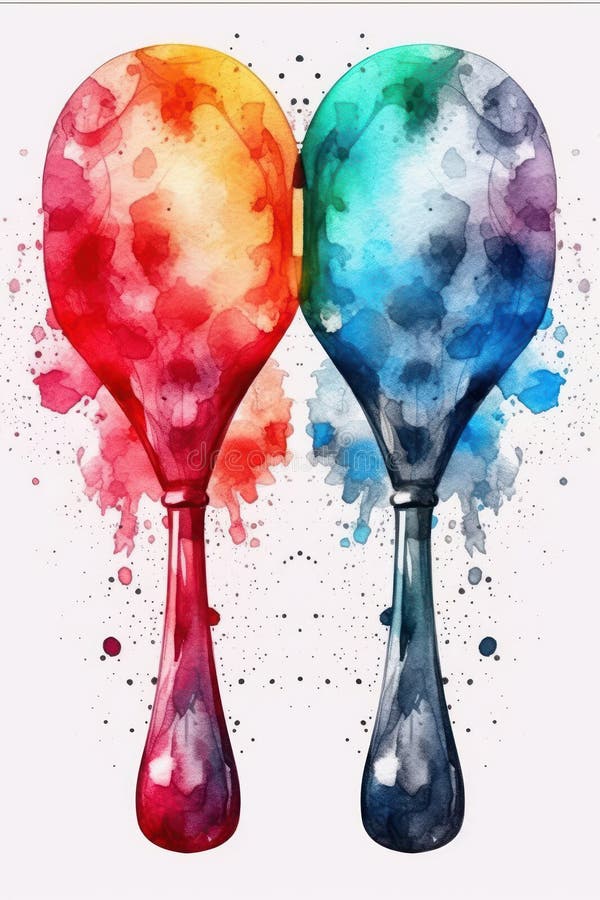 Watercolor Drawing of a Padel Racket. Stock Illustration - Illustration ...