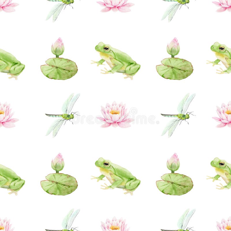 Watercolor Drawing Pond, Lake, Swamp - Seamless Pattern Stock Photo ...