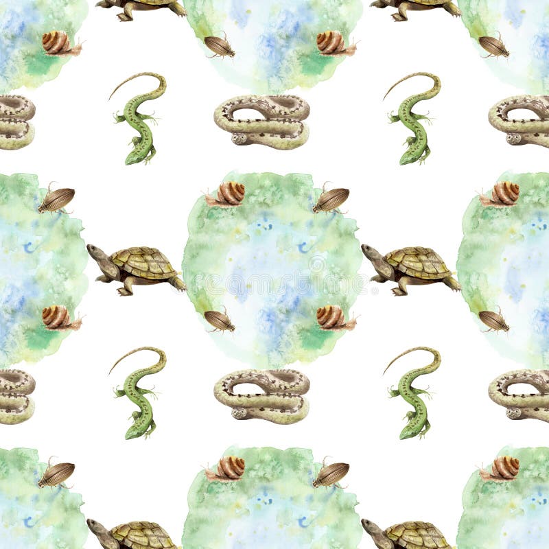 Watercolor Drawing Pond, Lake, Swamp - Seamless Pattern Stock Image ...