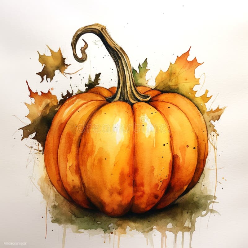 Watercolor Drawing of a Pumpkin. Watercolor Illustration Stock Photo ...