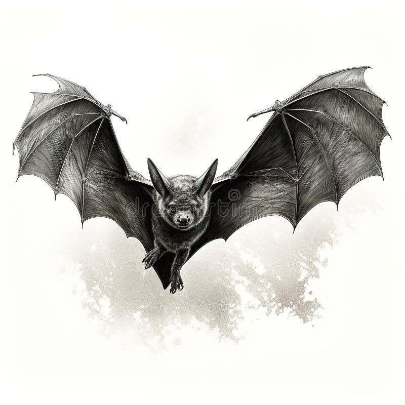Watercolor Drawing of a Scary Bat, Spooky Halloween Element. Generative ...