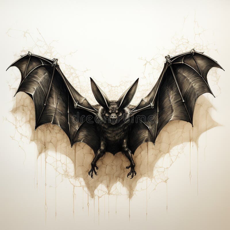 Watercolor Drawing of a Scary Bat, Halloween Design Element. Generative ...