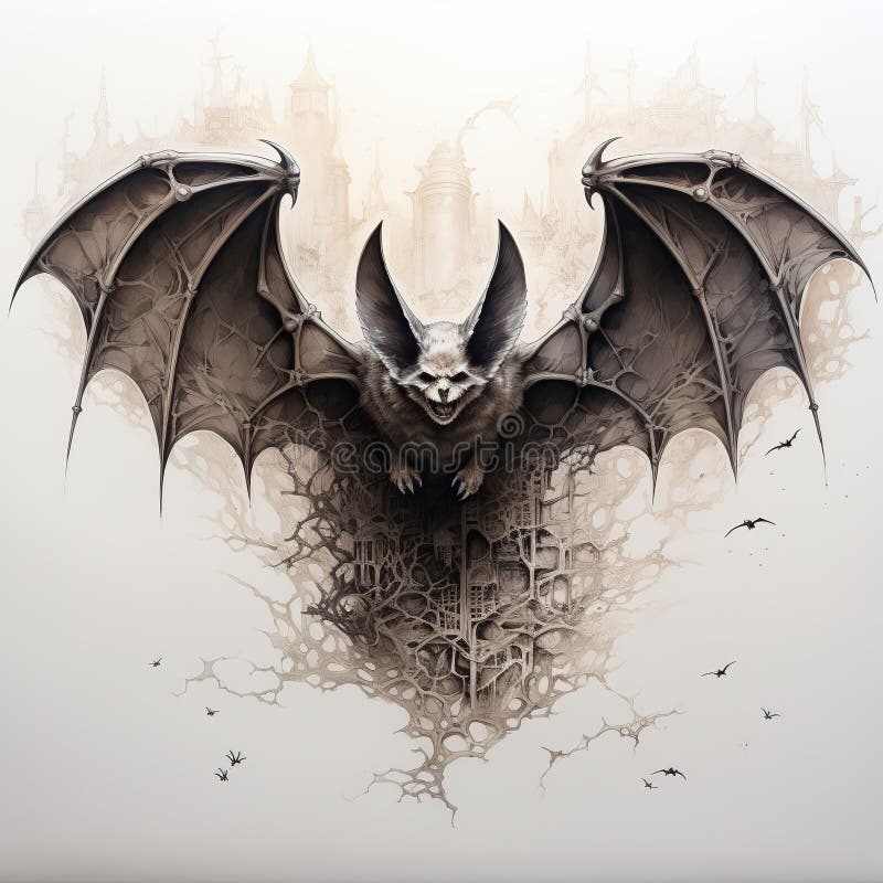 Watercolor Drawing of a Scary Bat, Halloween Design Element. Generative ...