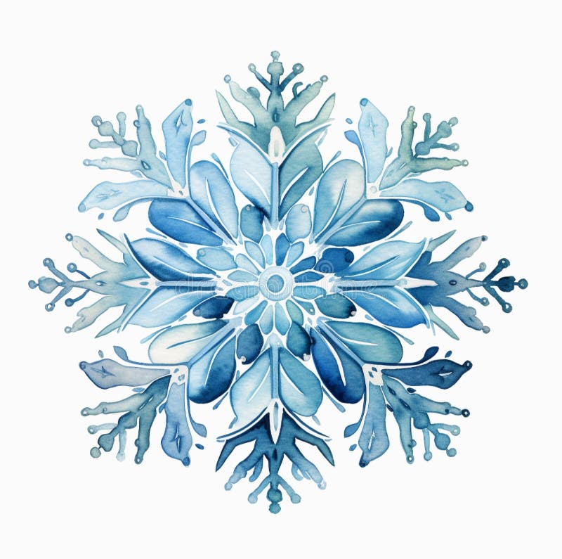 Watercolor Drawing of a Snowflake Stock Illustration - Illustration of ...