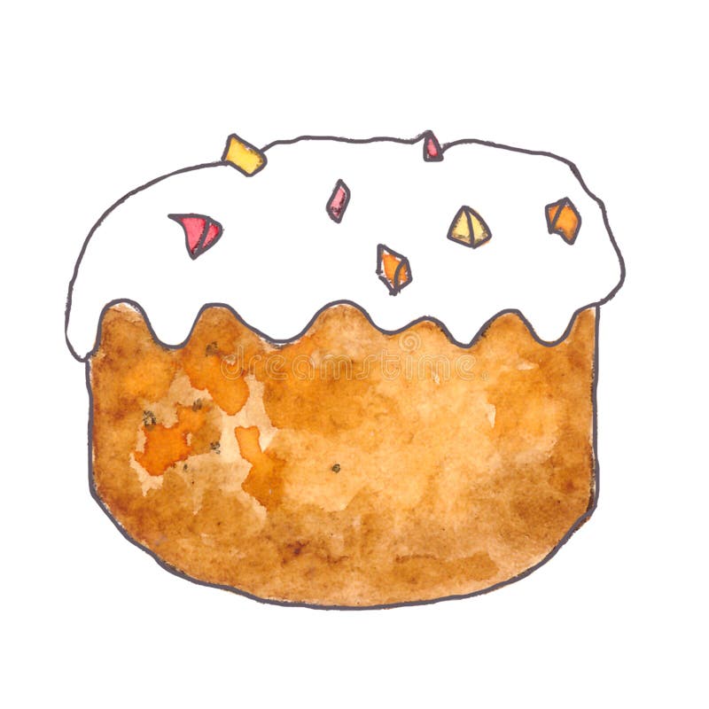 Watercolor Drawing Spring Easter Cupcake Isolated on White Background ...