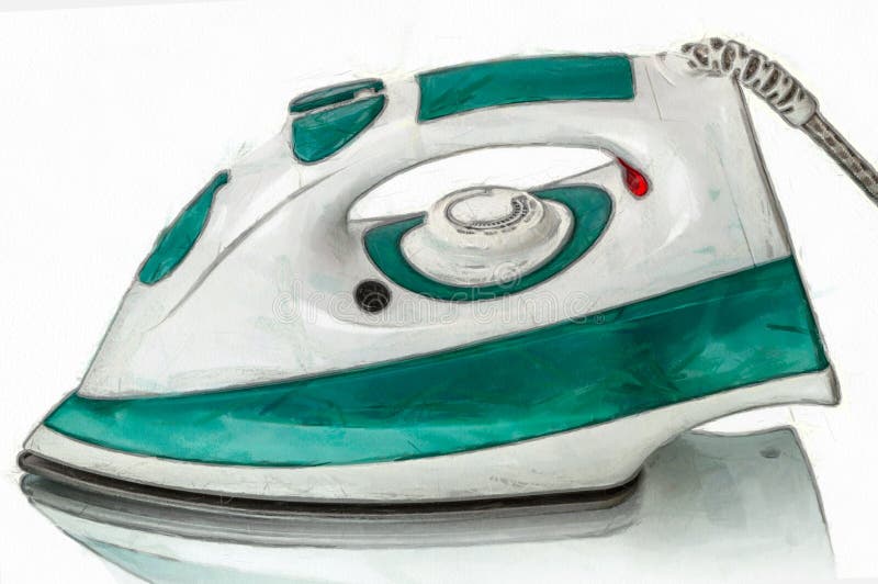 Watercolor Drawing Steam Iron Stock Illustration - Illustration of ...
