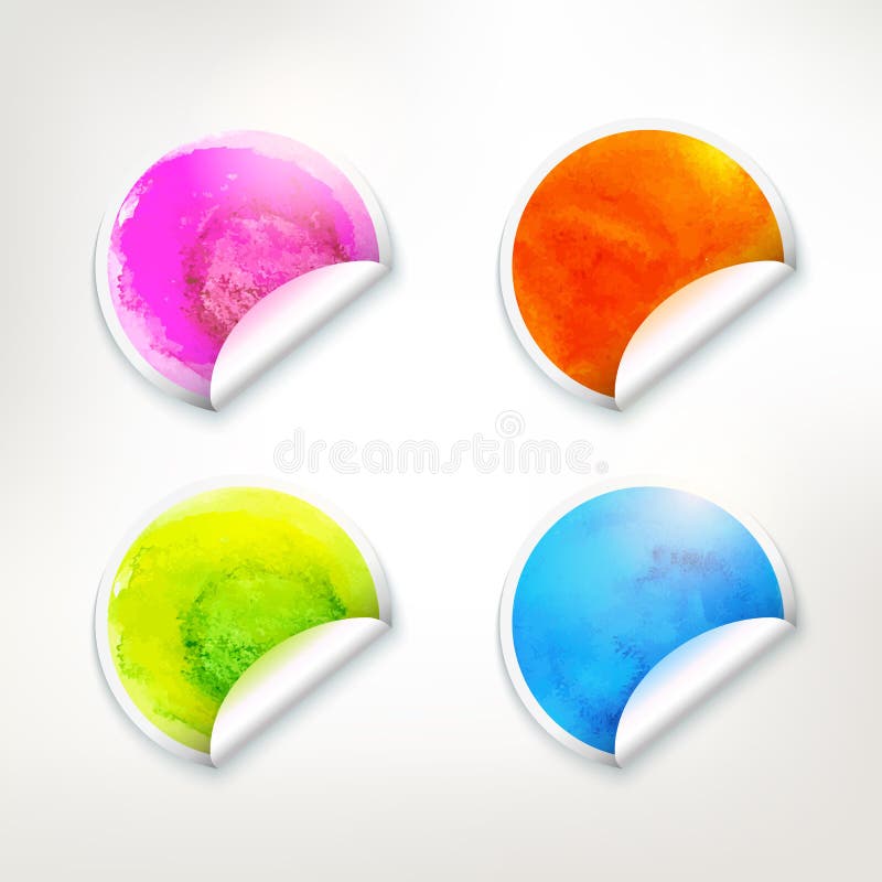 Watercolor Drawing Stickers Set Stock Vector - Illustration of frame ...