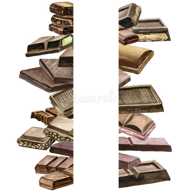 Watercolor Drawing Template with Chocolate Stock Illustration ...