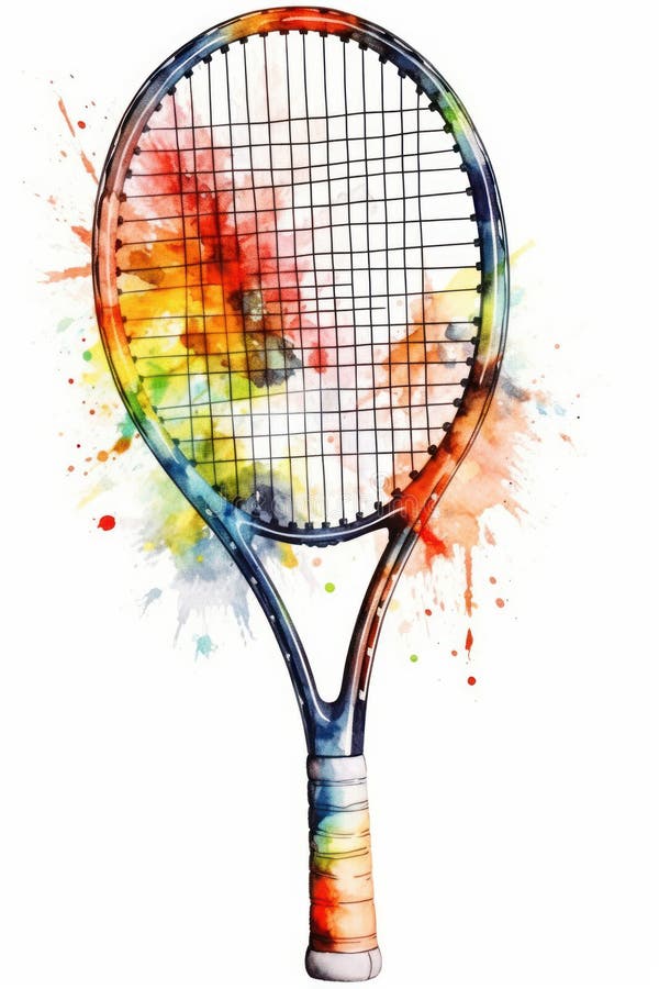 Watercolor Drawing of a Tennis Racket. Stock Illustration ...