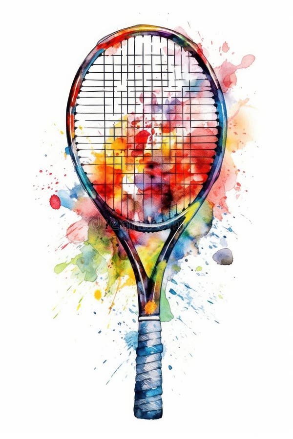 Watercolor Drawing of a Tennis Racket. Stock Illustration ...