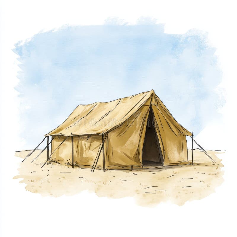 Watercolor Drawing of a Tent. Hand-sketched Tent Clipart Stock Photo ...