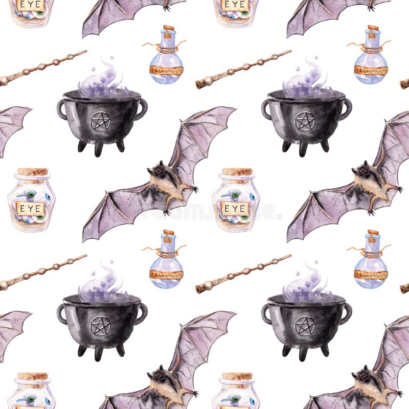 Watercolor Drawings on the Theme of Magic and Halloween Stock Image ...