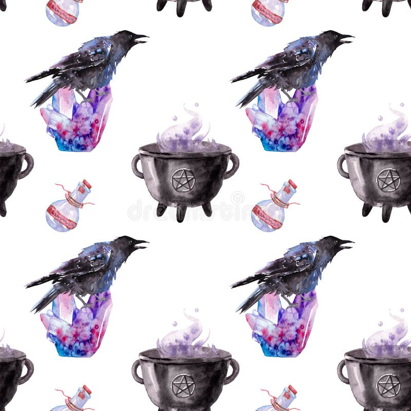 Watercolor Drawings on the Theme of Magic and Halloween Stock Photo ...